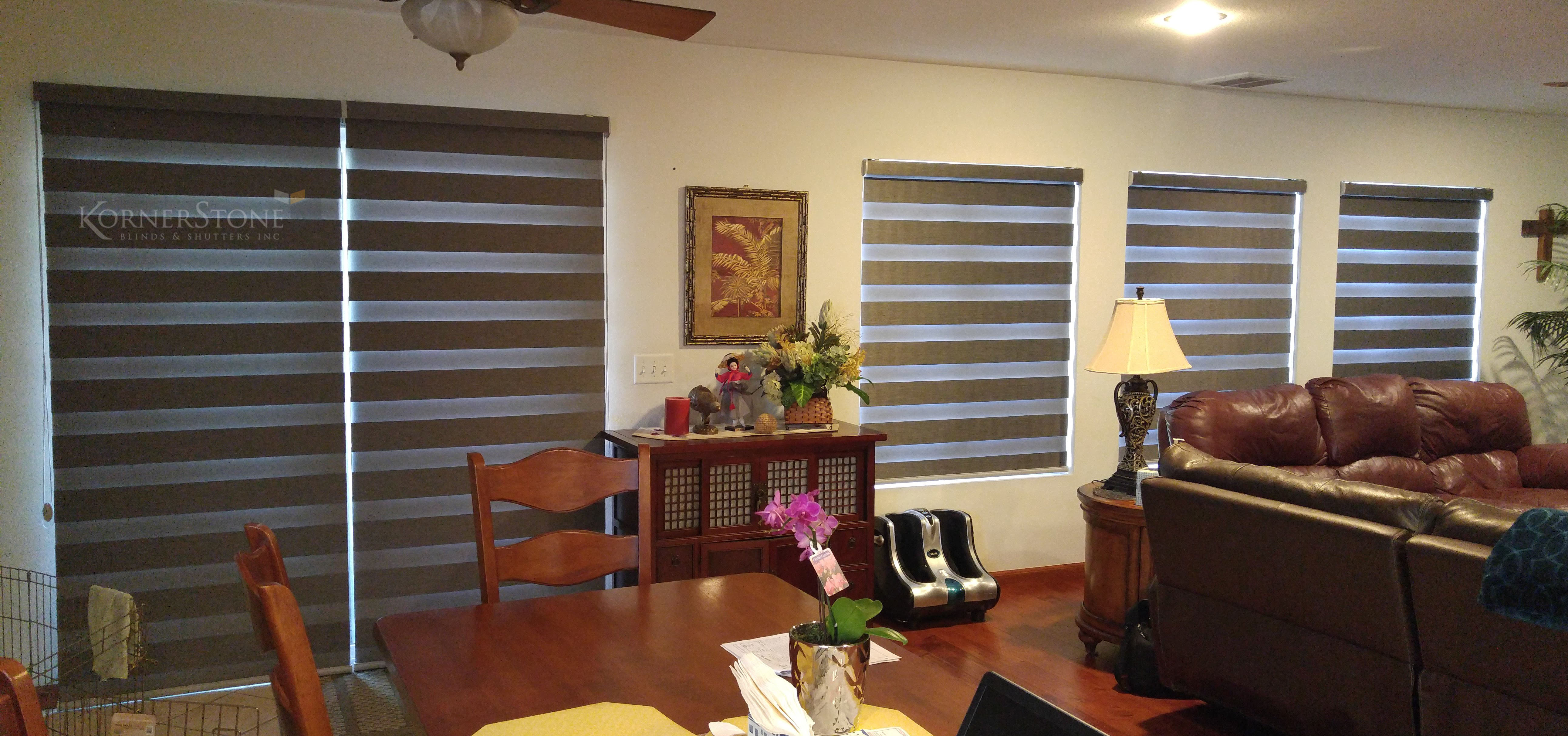 Black Out Combi Shades – V Blackout – Gray – Closed View With Lights On ...