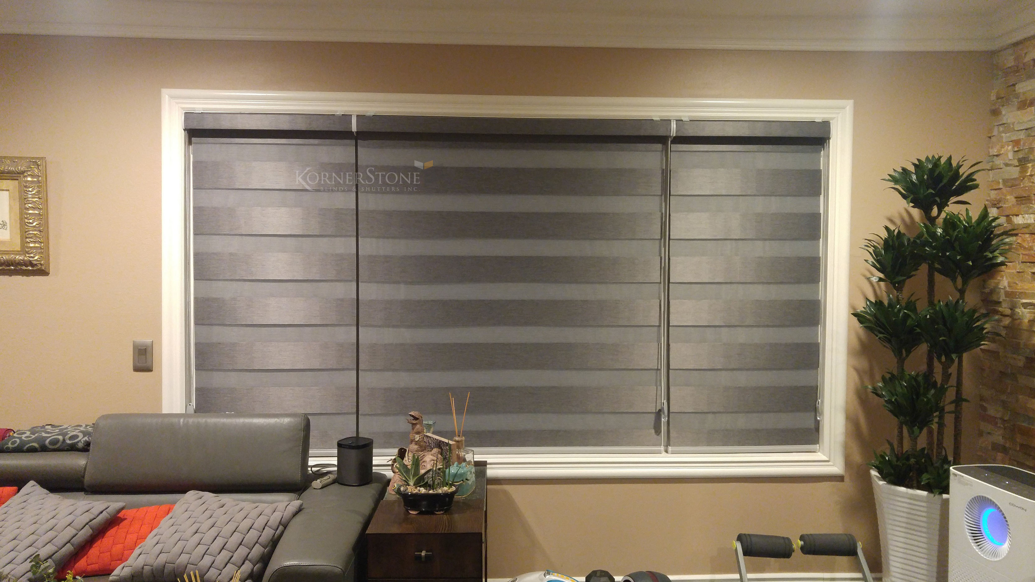 Blackout Gray Combi Shade – Closed 2 – Korner Stone Blinds & Shutters
